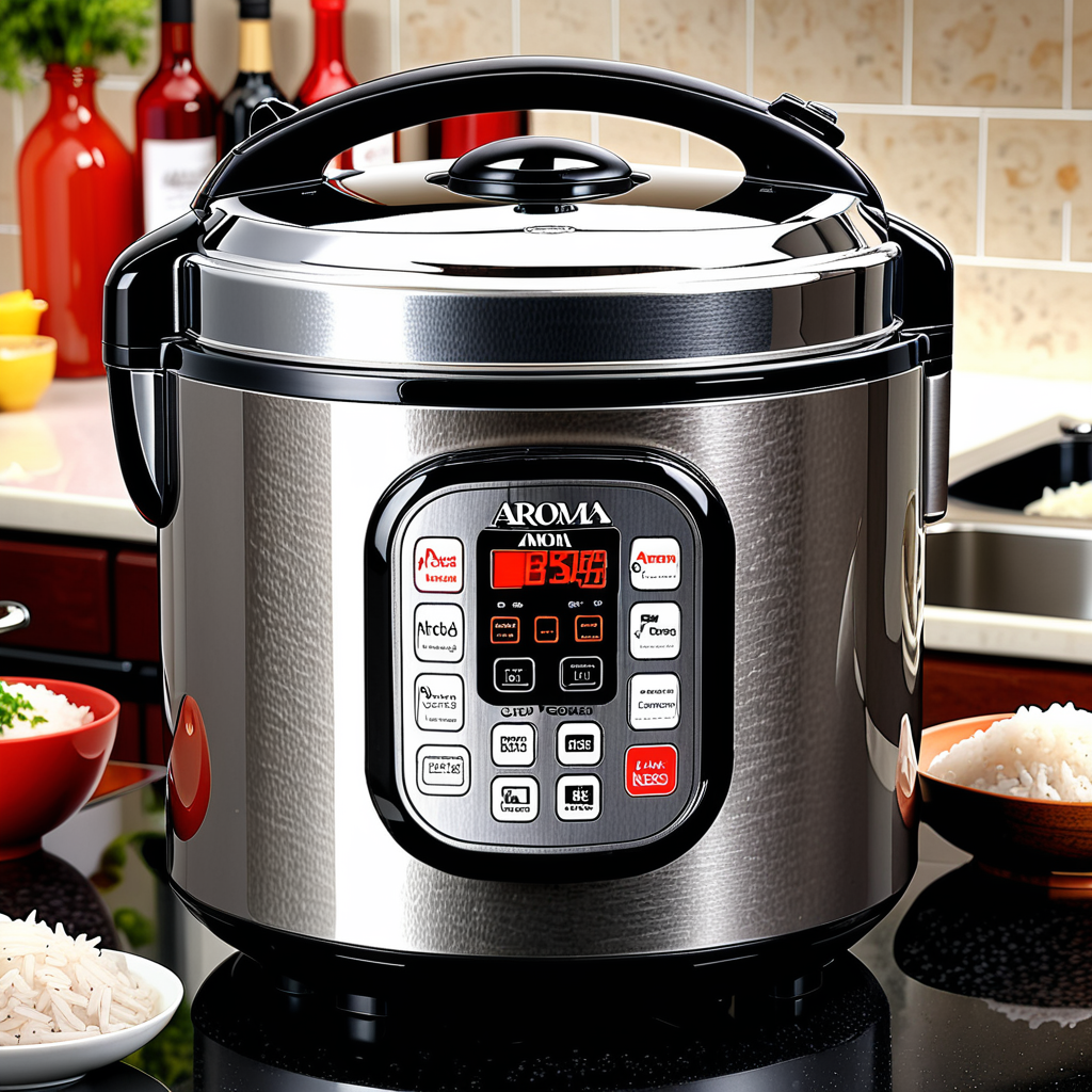 Modern Kitchen Scene Featuring an Aroma Rice Cooker with Delicious Side ...