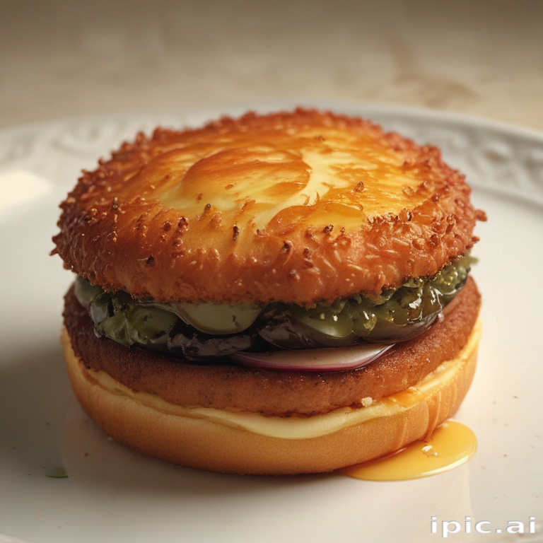 A Deliciously Unique Hamburger Featuring Crispy Cheese and Flavorful ...