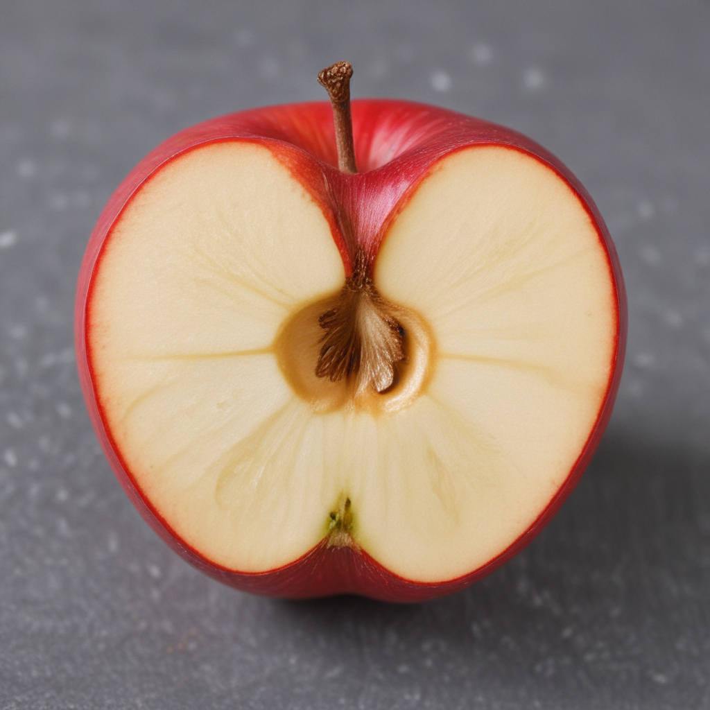 an apple cut in half so we can see its seeds