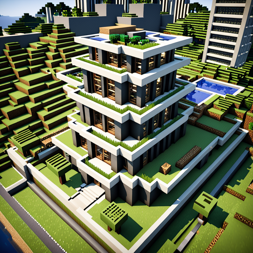 Prédio moderno Minecraft planta do edifício