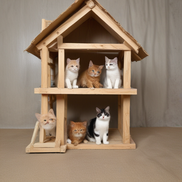 Cats building a house