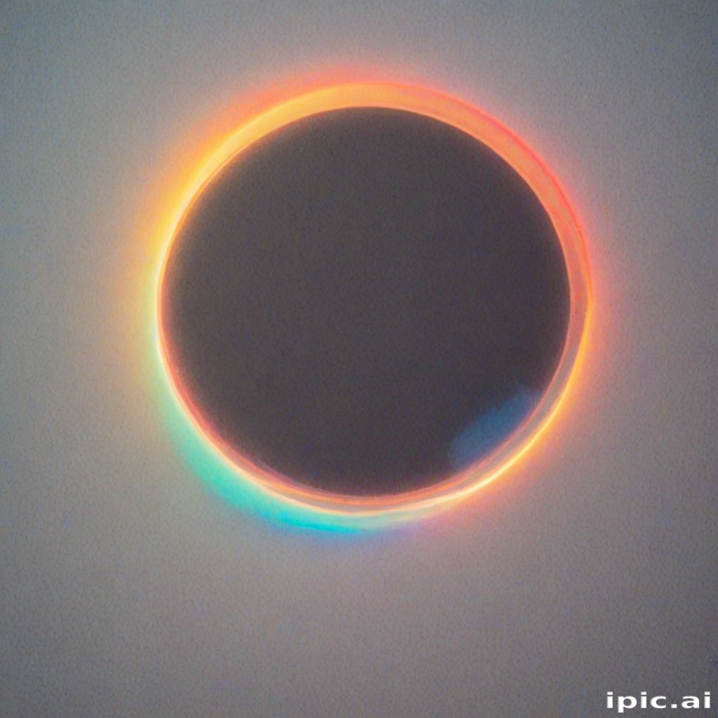 Stunning View of a Solar Eclipse with Vibrant Colorful Halo Effects