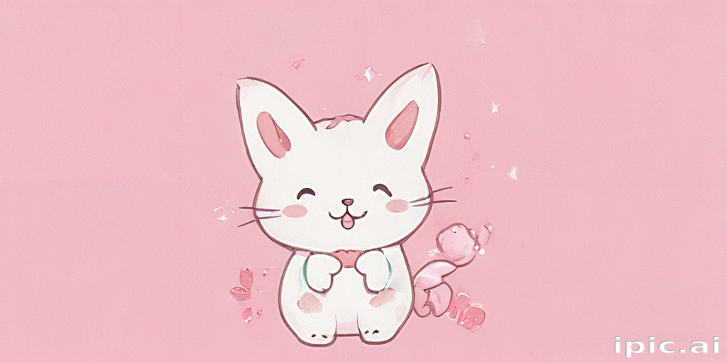 Adorable Pink Bunny Character with a Cheerful Expression and Cute Tail.