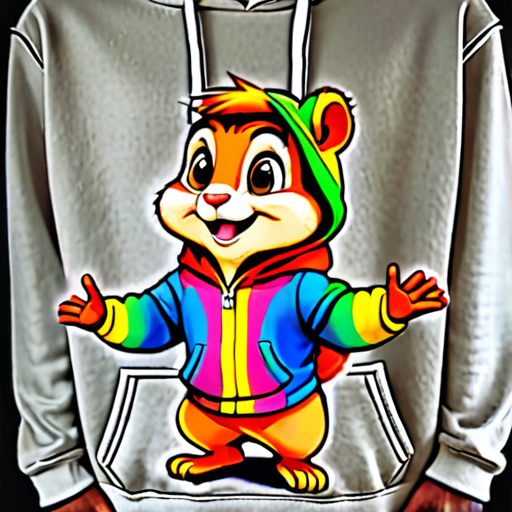 alvin seville the chipmunk in a rainbow hoodie