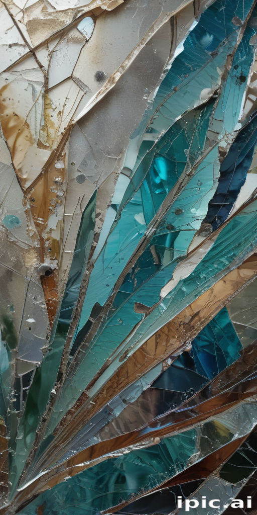 Intricate Patterns of Shattered Glass Reflecting Light in Vibrant Colors