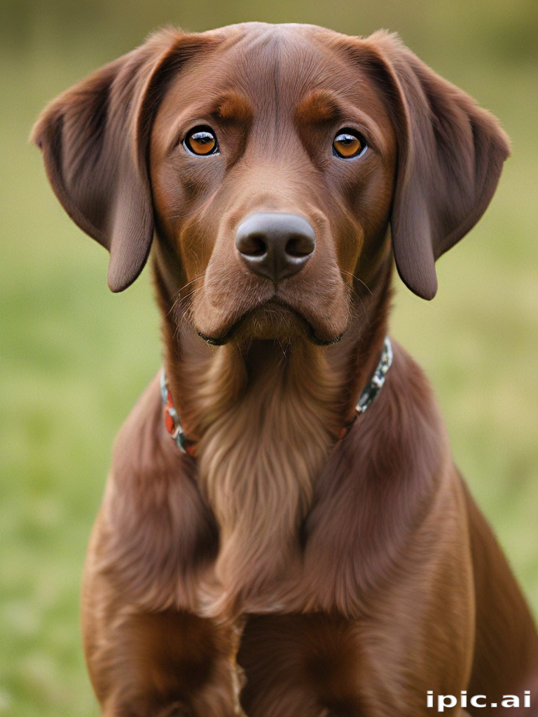 Adorable Brown Dog with Expressive Eyes Sitting in a Lush Green Field