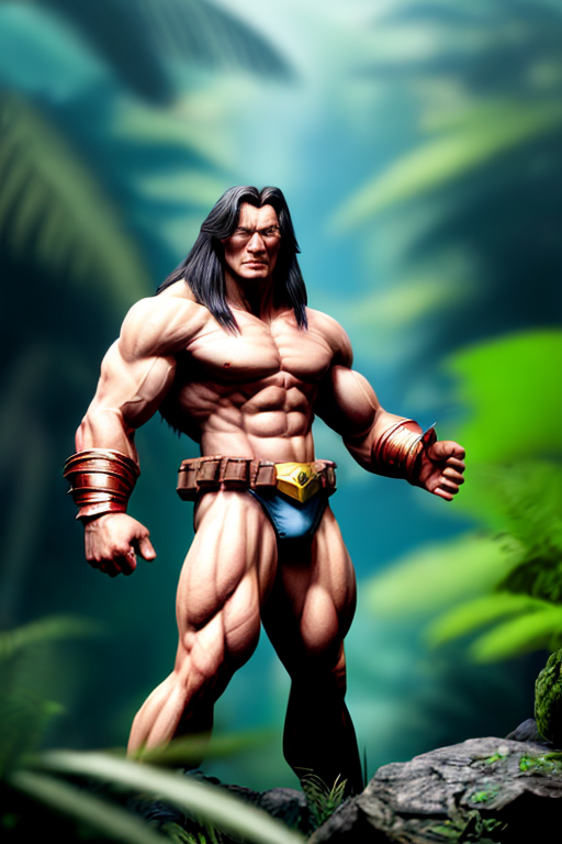 Boris valejo style conan full view in the jungle