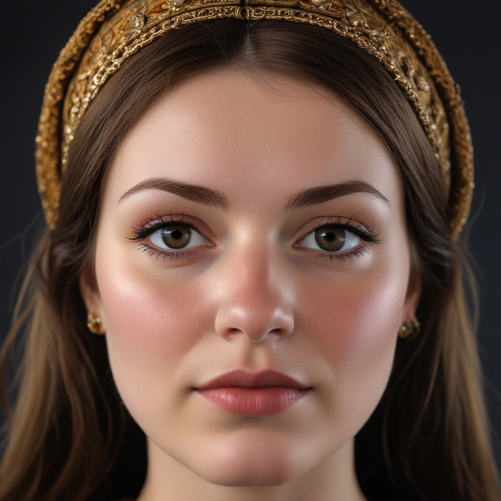 English tudor lady, detailed portrait, hooked nose