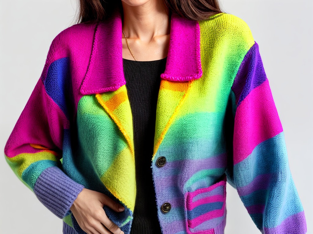 multi-colored knitted women's jacket