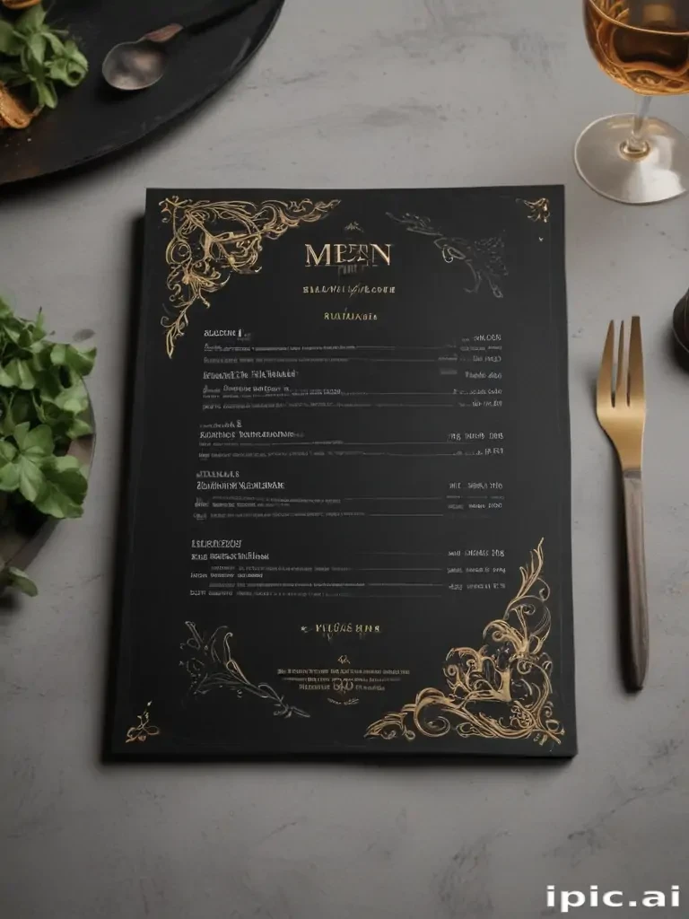 Elegant Restaurant Menu Featuring Exquisite Dishes and Fine Dining ...