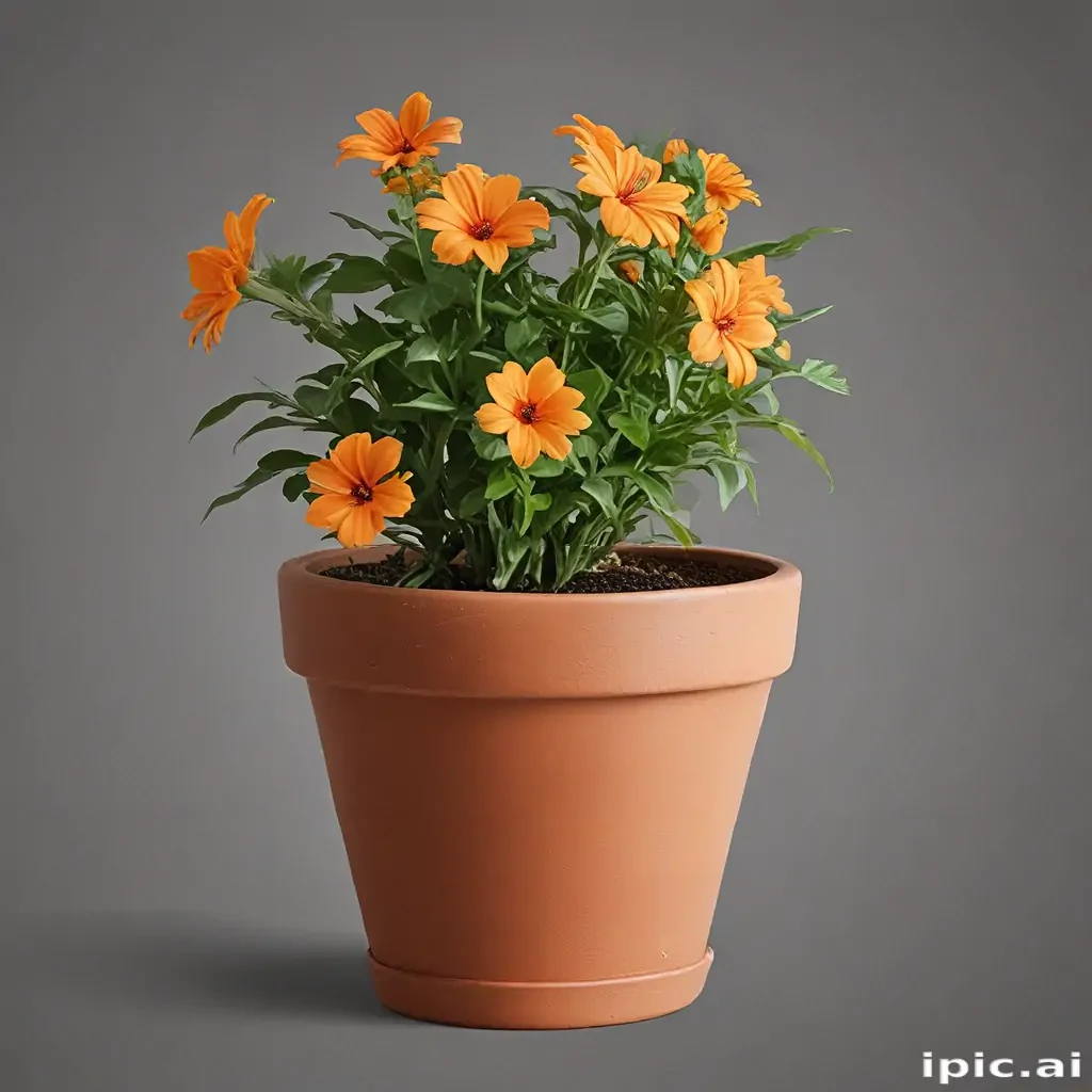 Vibrant Orange Flowers Blooming Beautifully in a Clay Pot Display