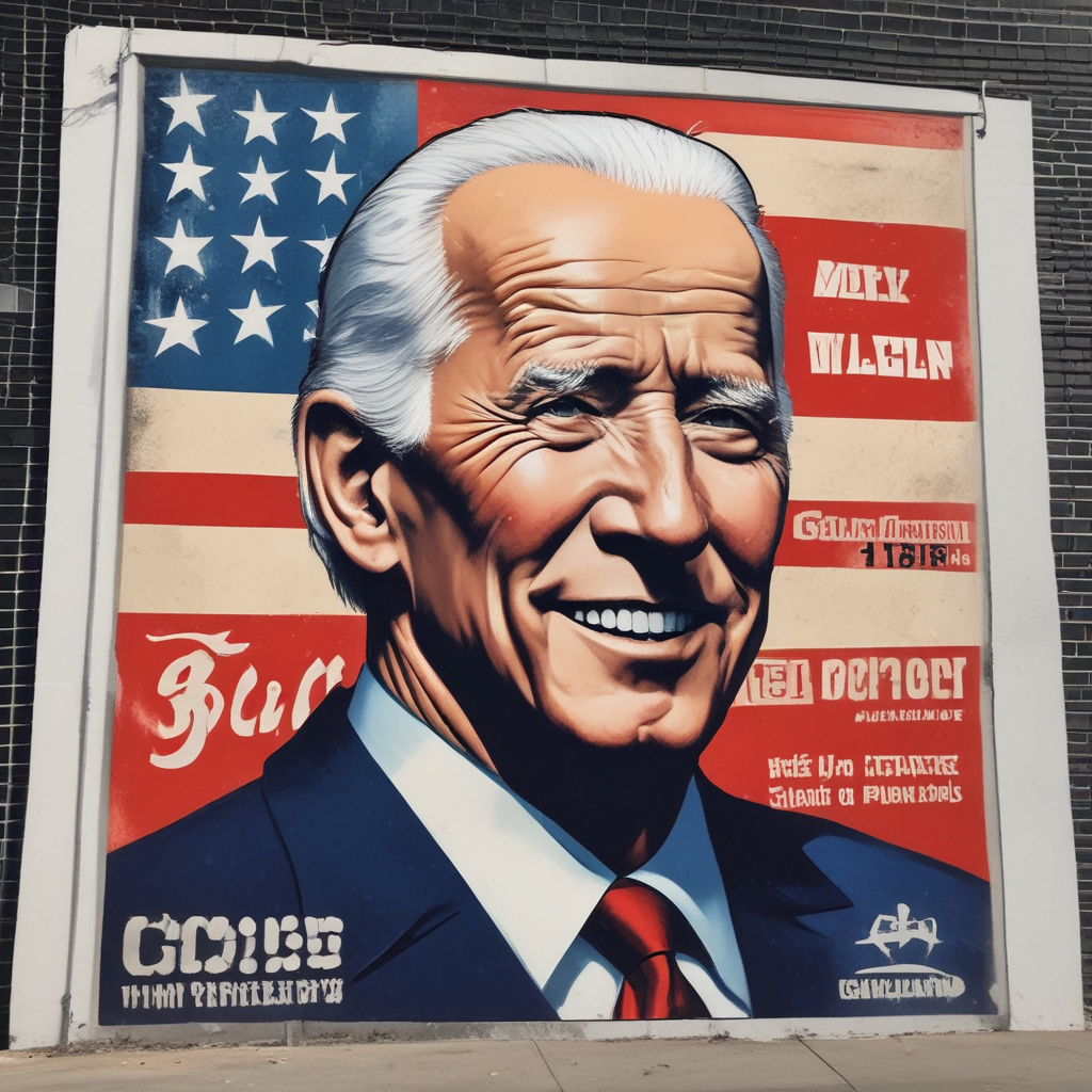 CCCP propaganda style mural of Biden campaign poster