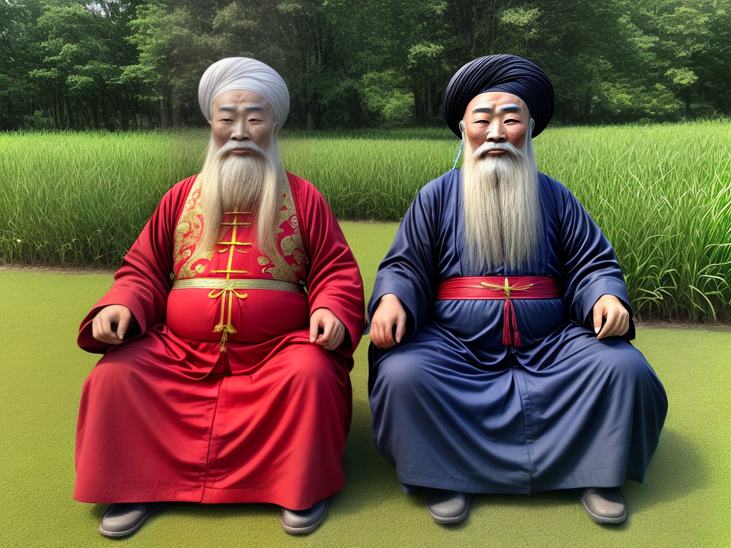 One face Chinese wise man looks forward