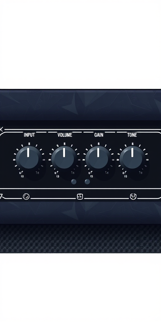 Close-Up of an Audio Amplifier Control Panel Featuring Input and Tone Knobs