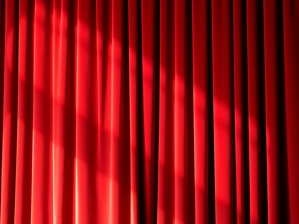 Create a high-resolution image of a stage curtain with rich red velvet ...