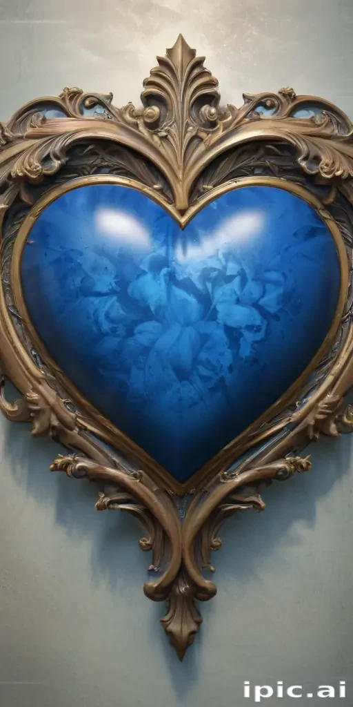 Elegant Heart-Shaped Frame with Intricate Design and Deep Blue Center