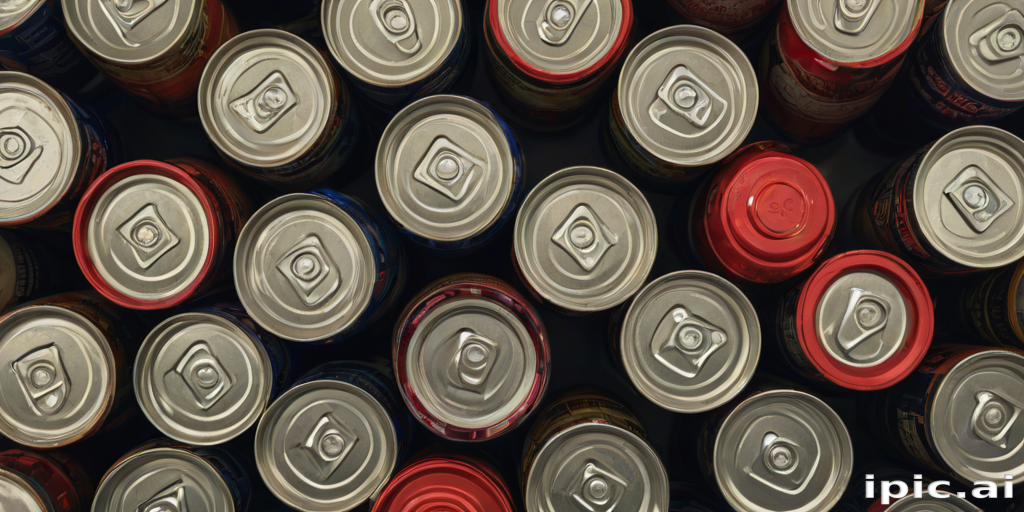 A Colorful Array of Beverage Cans Displayed from a Bird's Eye View.