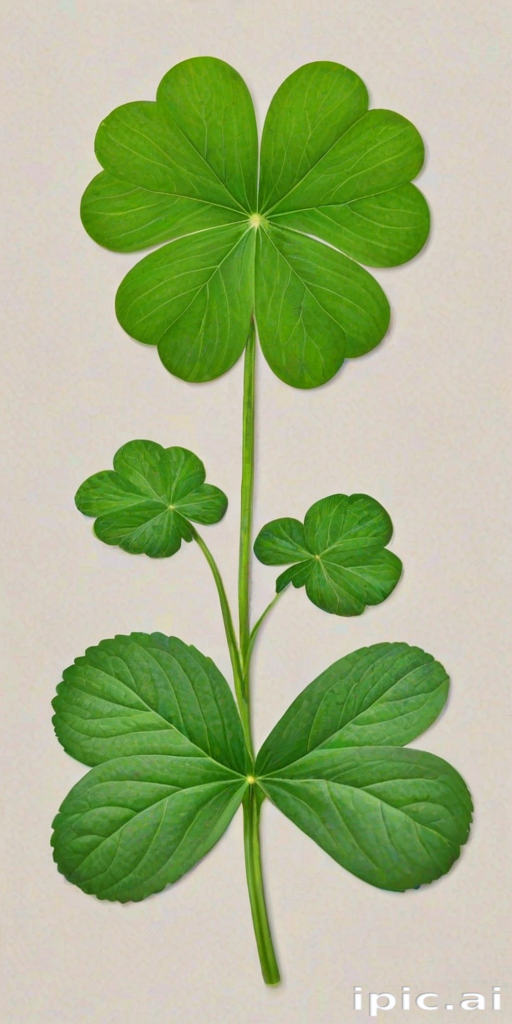 A Vibrant Green Clover Plant with Distinctive Four-Leaf Arrangement ...