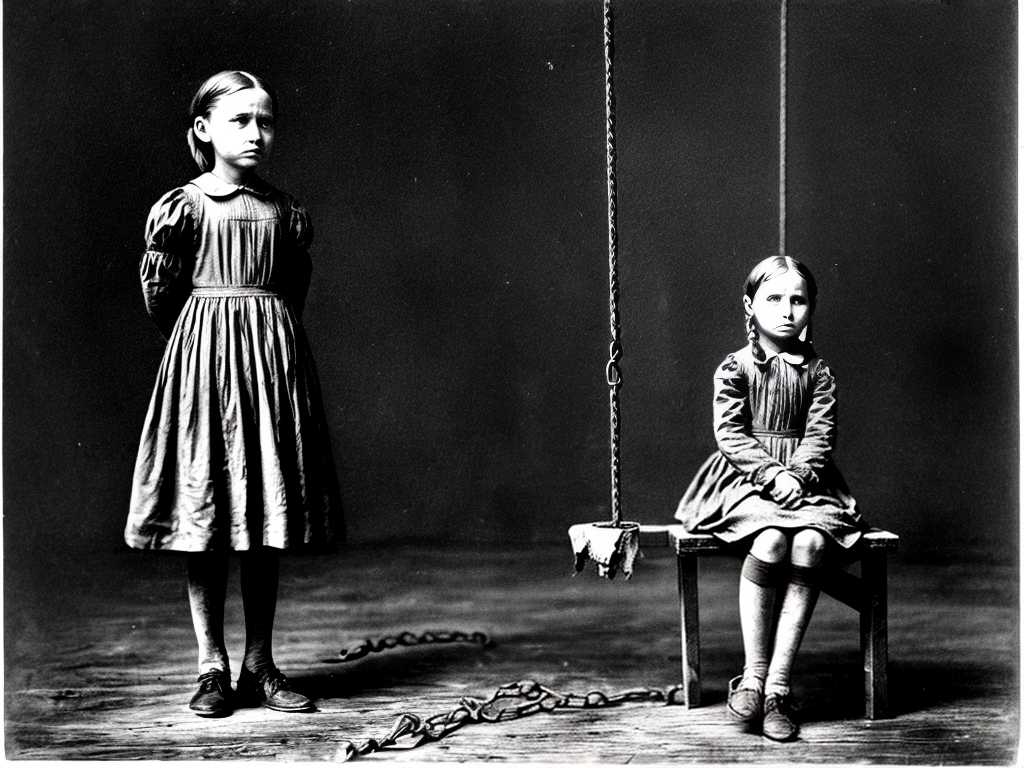 Girl on the gallows awaiting execution