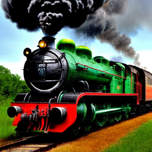 a dragon standing in front of a steam locomotive