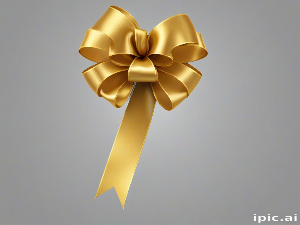 Elegant Golden Bow Tied with Graceful Ribbons for Special Occasions.