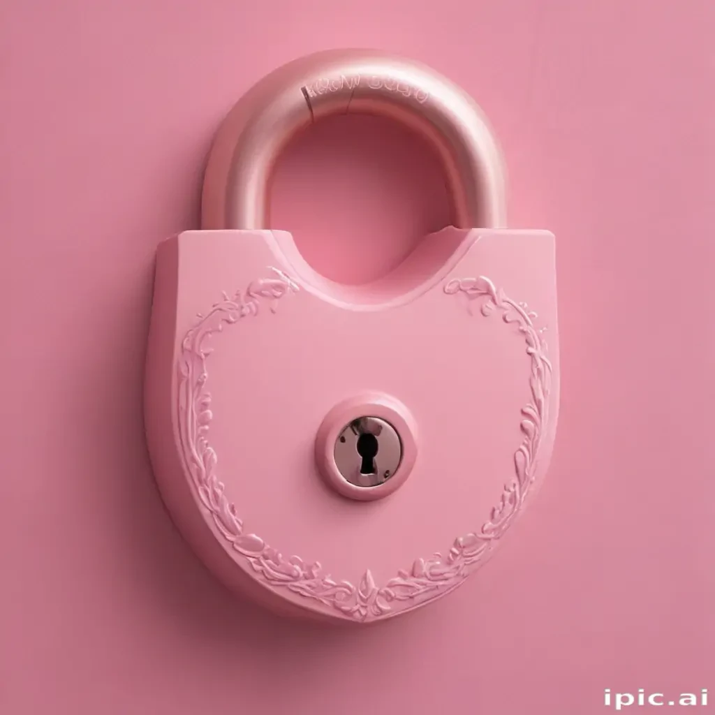 Charming Pink Heart-Shaped Lock with Intricate Floral Design on Background
