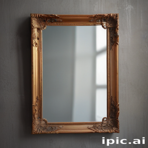 Elegant Vintage Mirror with Intricate Floral Design and Reflective Surface.