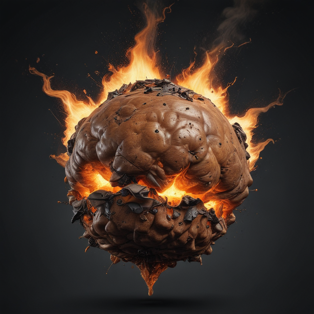 Fiery Exploding Orb: A Dramatic Fusion of Fire and Texture