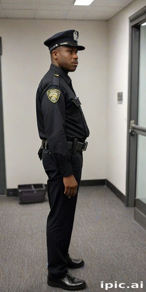 Dedicated Police Officer Standing Proudly in Uniform Inside a Modern ...