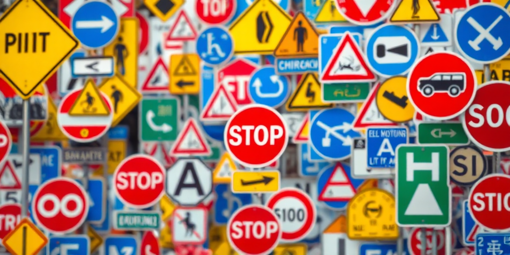 A Colorful Collection of Various Traffic Signs in Different Shapes and ...