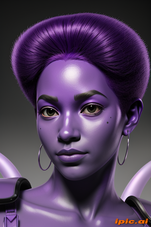 Striking Portrait of a Futuristic Character with Vibrant Purple Skin ...