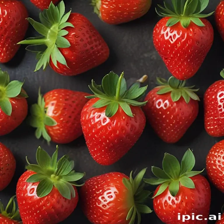 Vibrant and Fresh Strawberries Arranged Beautifully on a Dark Surface