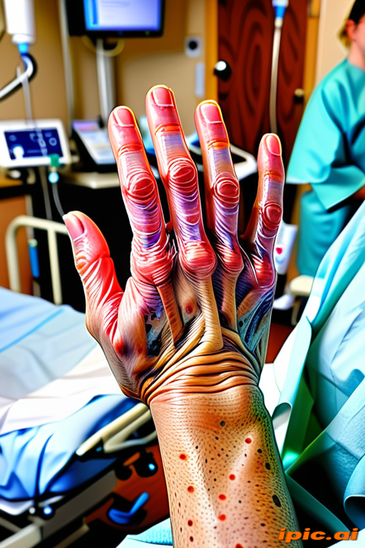Intricate Close-Up of a Human Hand in a Medical Setting