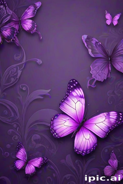 Elegant Purple Butterflies Dancing Gracefully Against a Mystical Dark ...