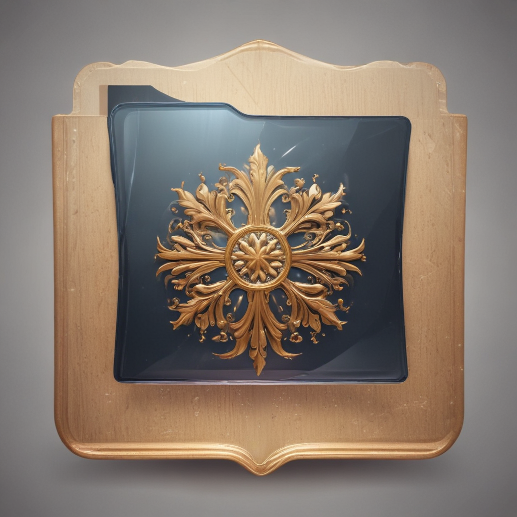 Elegant Decorative Folder Icon with Intricate Gold Floral Design on ...