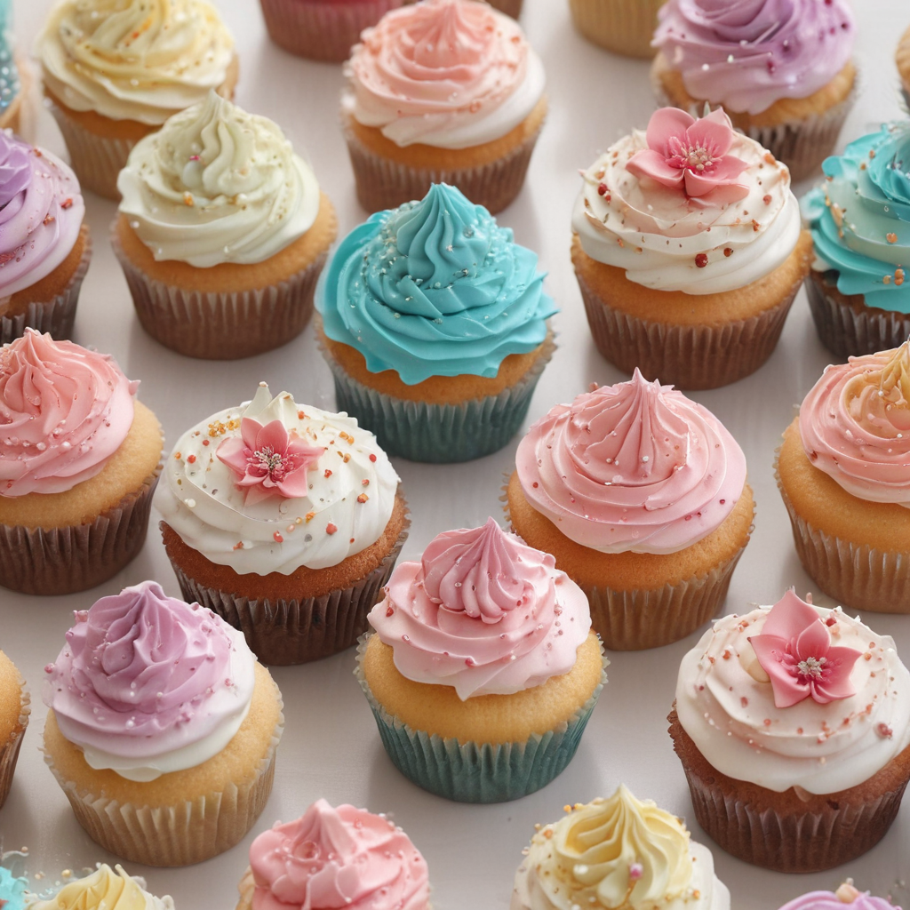 A Colorful Array of Beautifully Decorated Cupcakes with Delicate ...