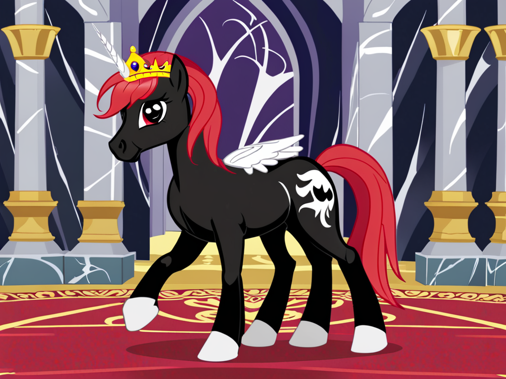 mlp g4 style mare dark alicorn, princess, crown, white markings on face ...