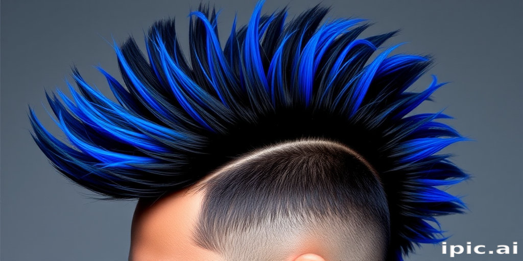 Striking Blue and Black Mohawk Hairstyle Showcasing Bold Creative ...