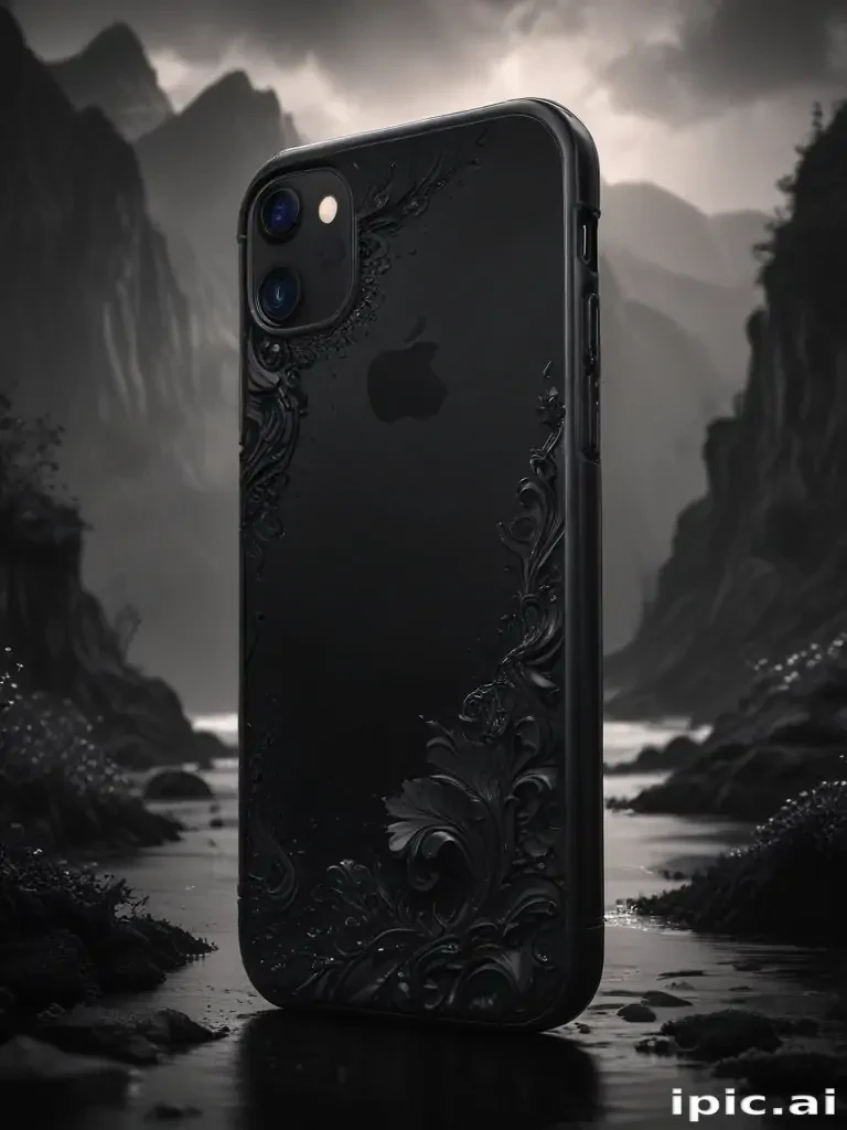 Elegant Black iPhone Case with Intricate Floral Design Against a ...