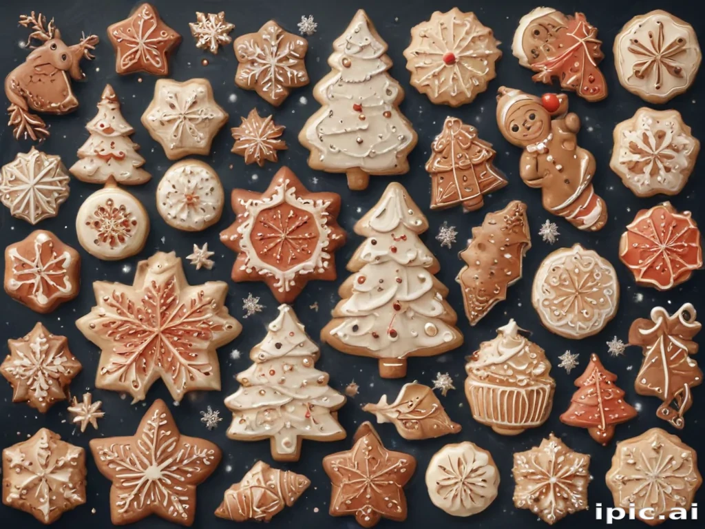 A Festive Collection of Beautifully Decorated Holiday-Themed Sugar Cookies.