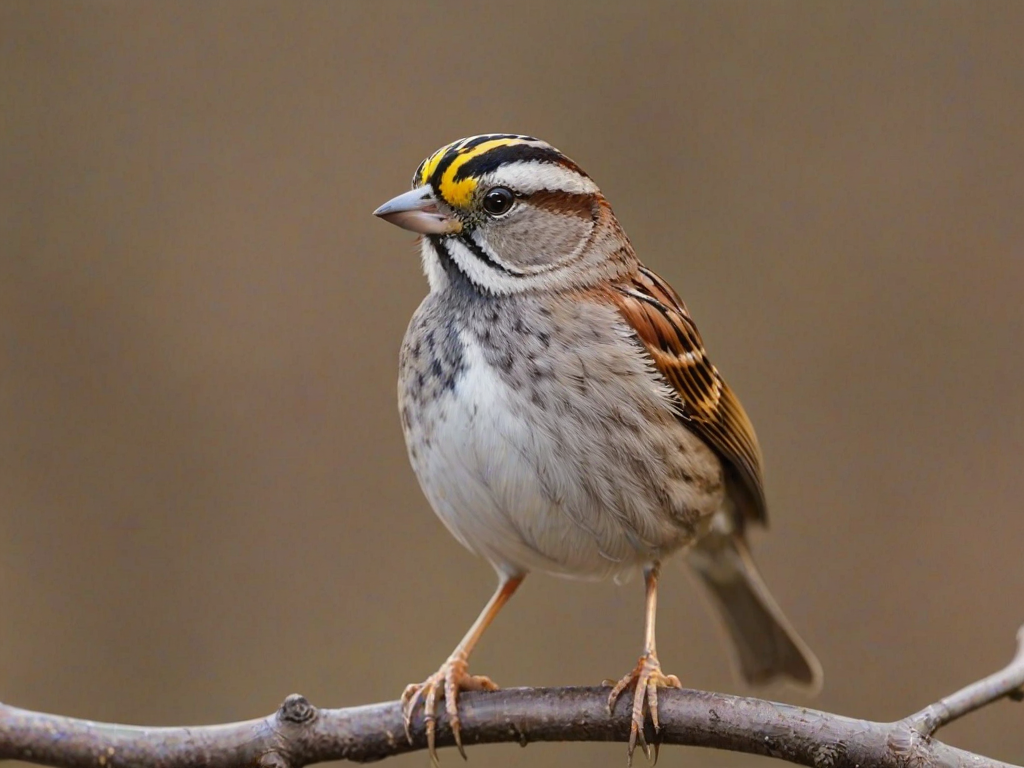 A Striking Portrait of a White-Throated Sparrow Perched on a Branch