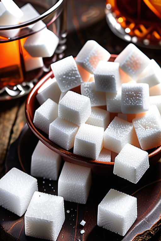 Close-Up of White Sugar Cubes Being Prepared for Cooking or Baking