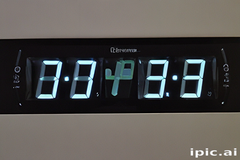 Digital Clock Displaying Time in Large Bright Numbers on Wall