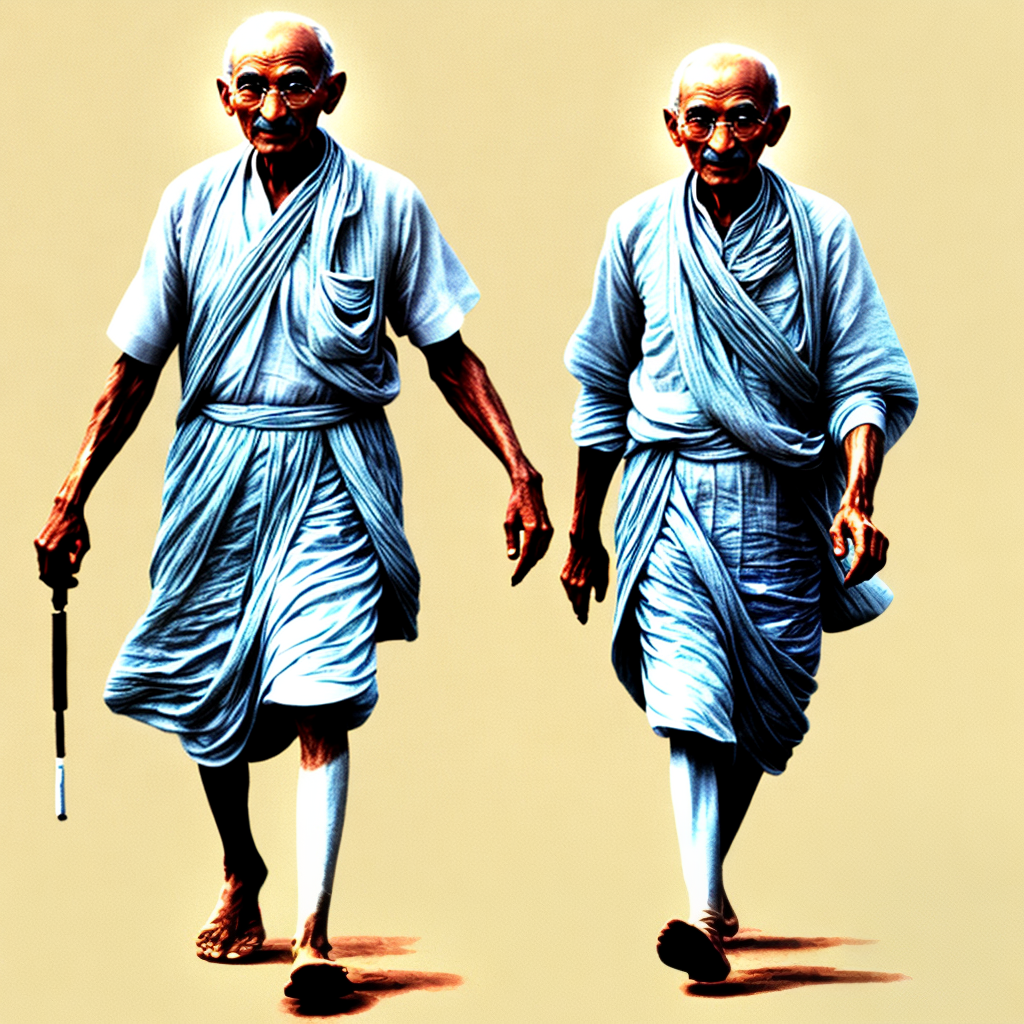 Mahatma Gandhi walking