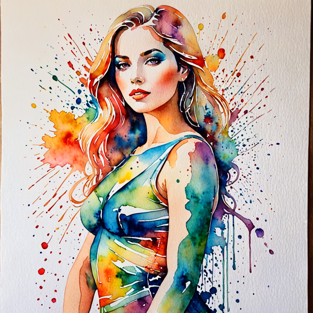 watercolor female form colorful