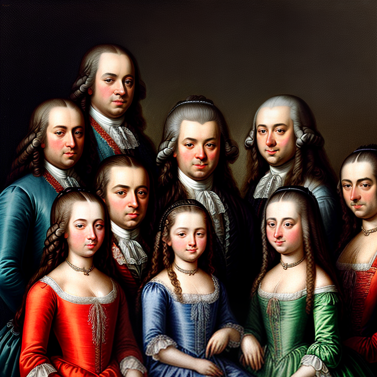 draw portraits of Bach, Mozart, Vivaldi and Handel in a single image