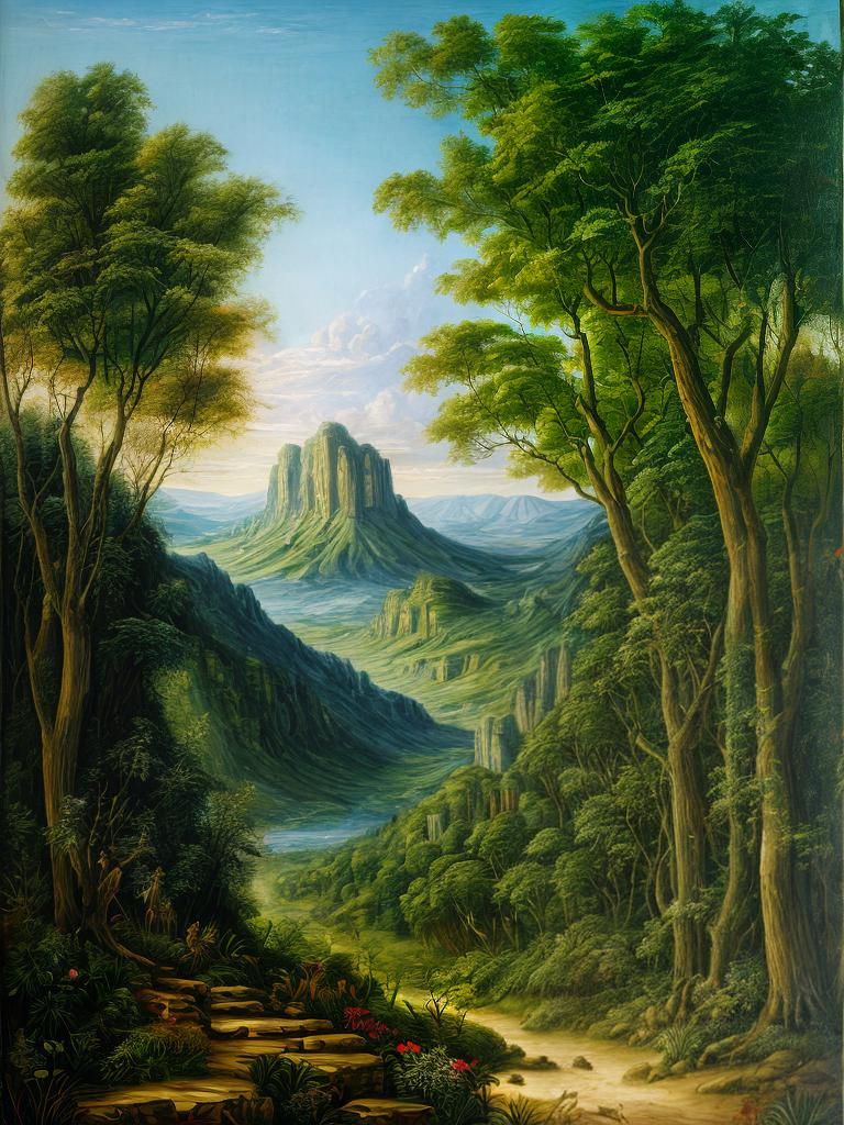 oil painting of the garden of Eden from bible