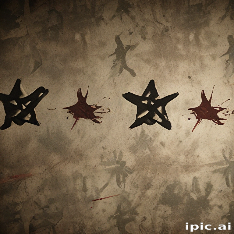 Abstract Art Featuring Stars with Unique Paint Splatter on Textured Wall