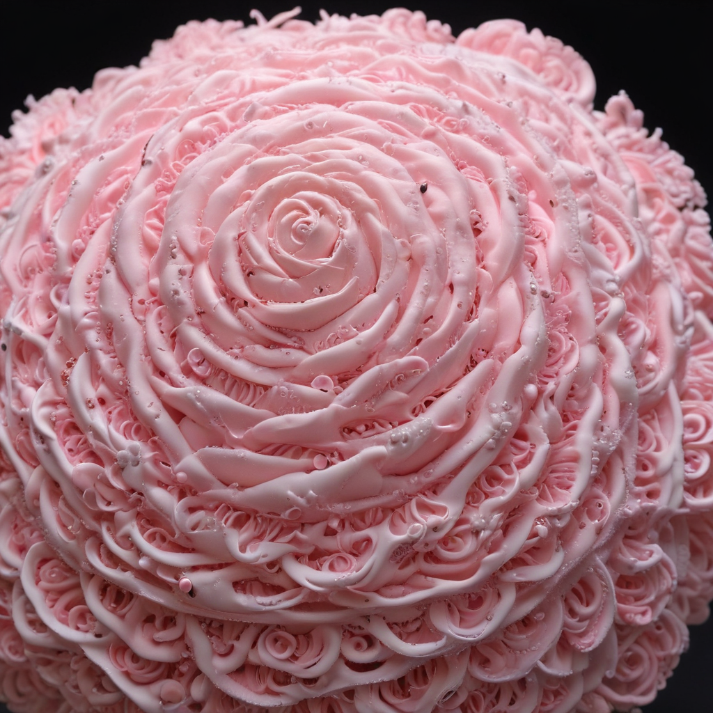 A Beautifully Decorated Pink Rose Cake with Intricate Icing Designs