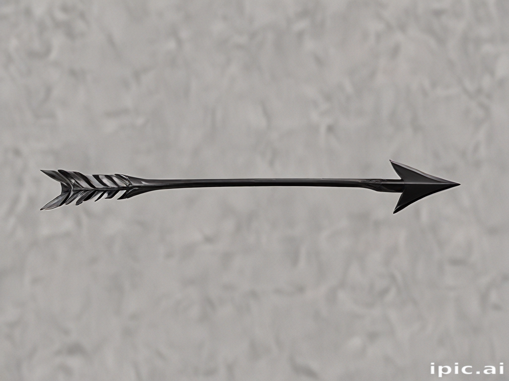 Stylized Black Arrow with Intricate Feather Design and Sharp Tip